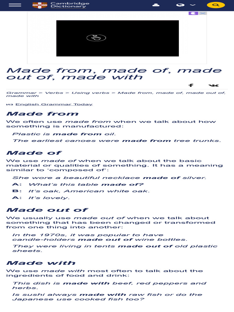 Understanding "Made From" vs. "Made Of" | PDF