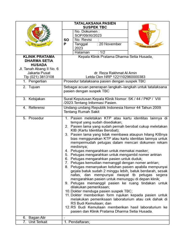 SOP Tatalaksana Suspek TBC | PDF