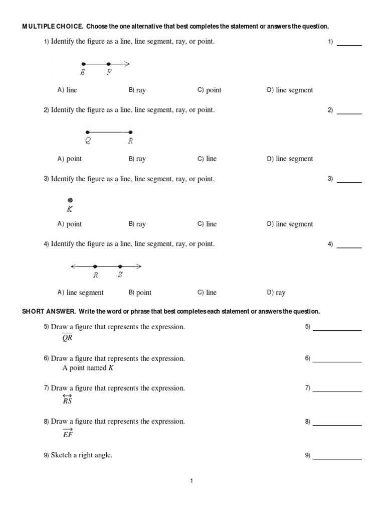 Geometry Multiple Choice and Short Answer Quiz | PDF | Triangle | Rectangle