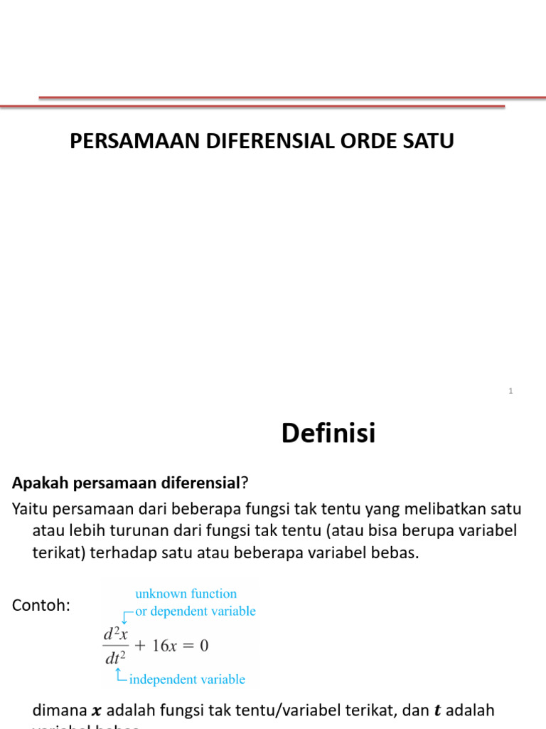 Definisi dan Klasifikasi Diferensial Orde 1 | PDF