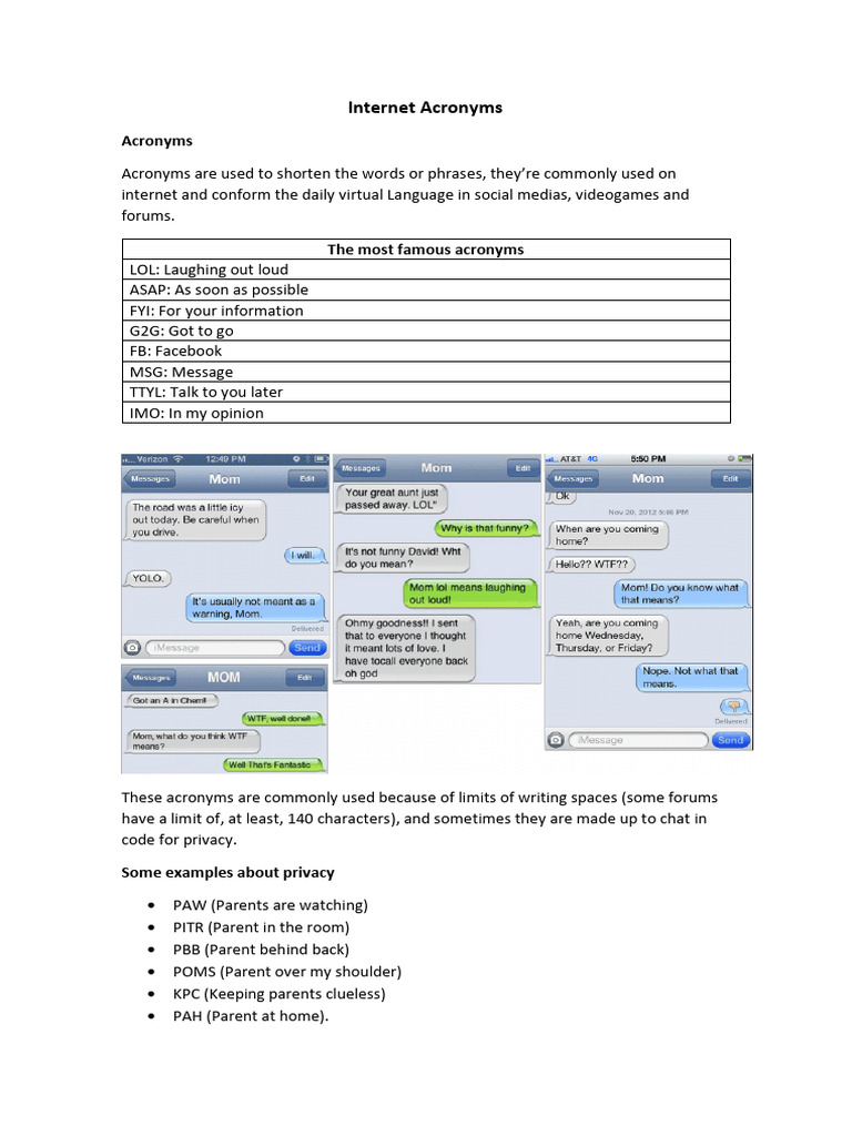 Internet Acronyms | Download Free PDF | Communication | Slang