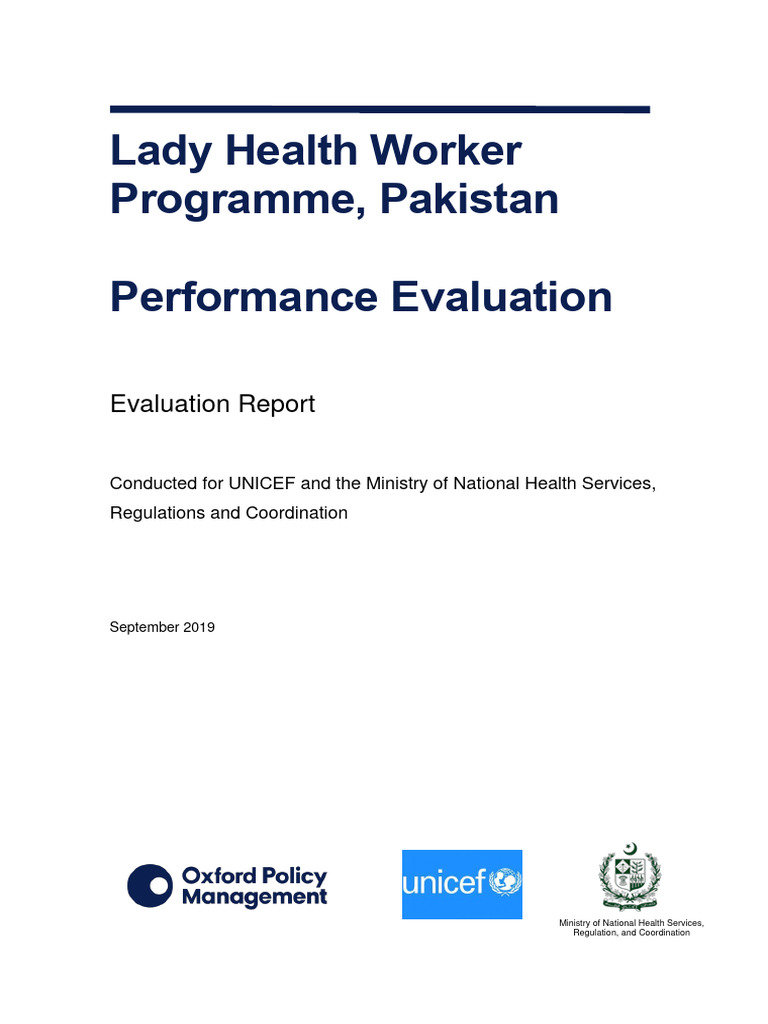 Performance Evaluation Report - Lady Health Workers Programme in ... Performance Evaluation Report - Lady Health Workers Programme in ...