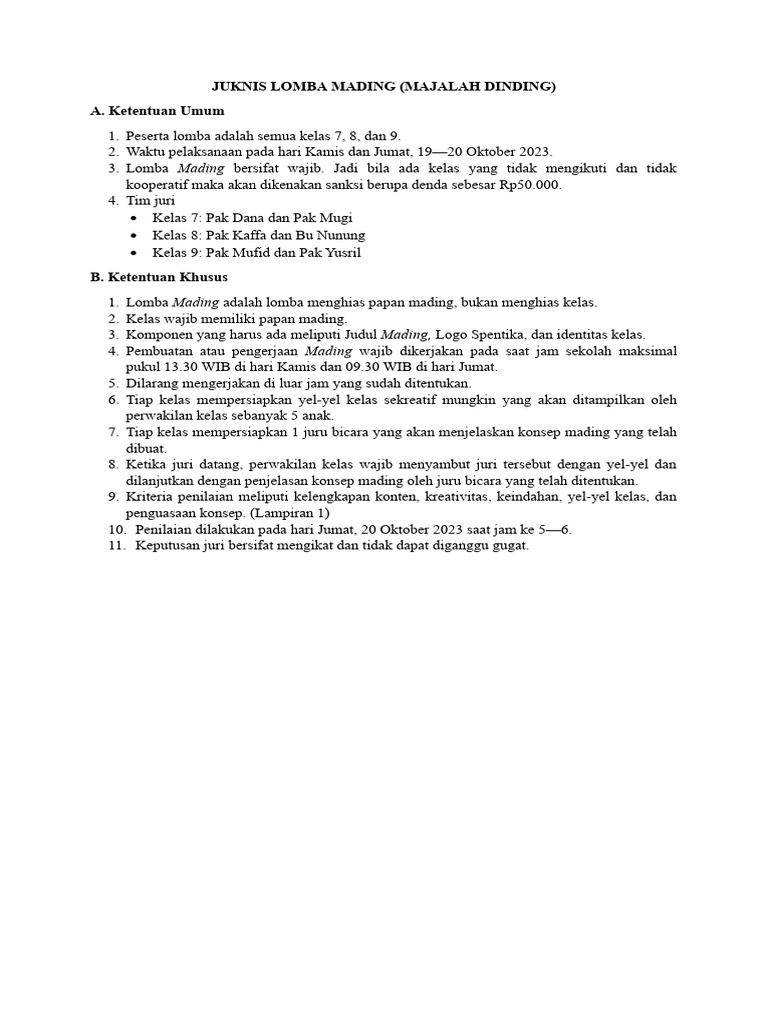 Juknis Lomba Mading | PDF | Seni