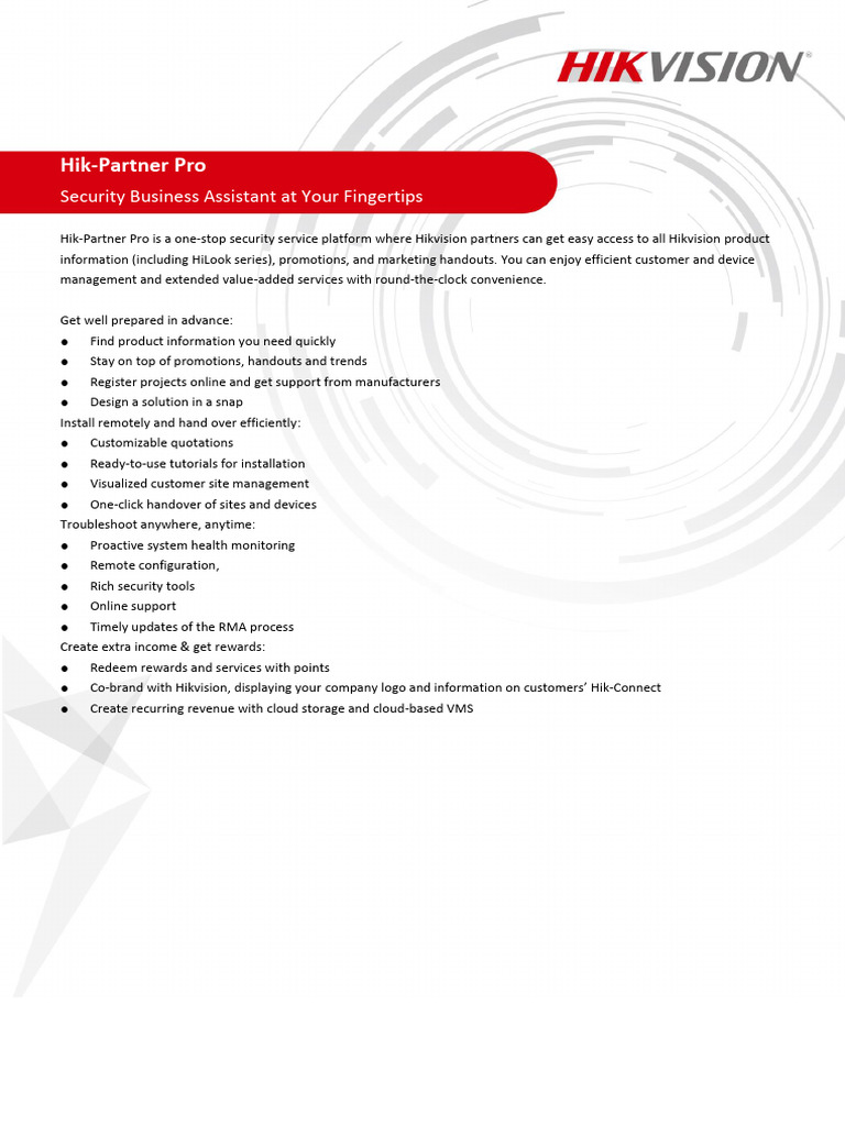 Hik Partner Pro Datasheet V2.0 | PDF | Cloud Computing | Encryption