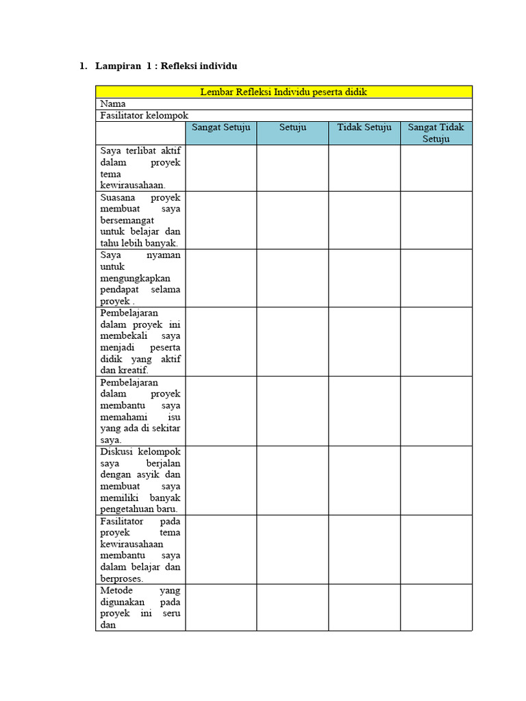 Refleksi Kegiatan P5 Kewirausahaan | PDF | Karier & Perkembangan