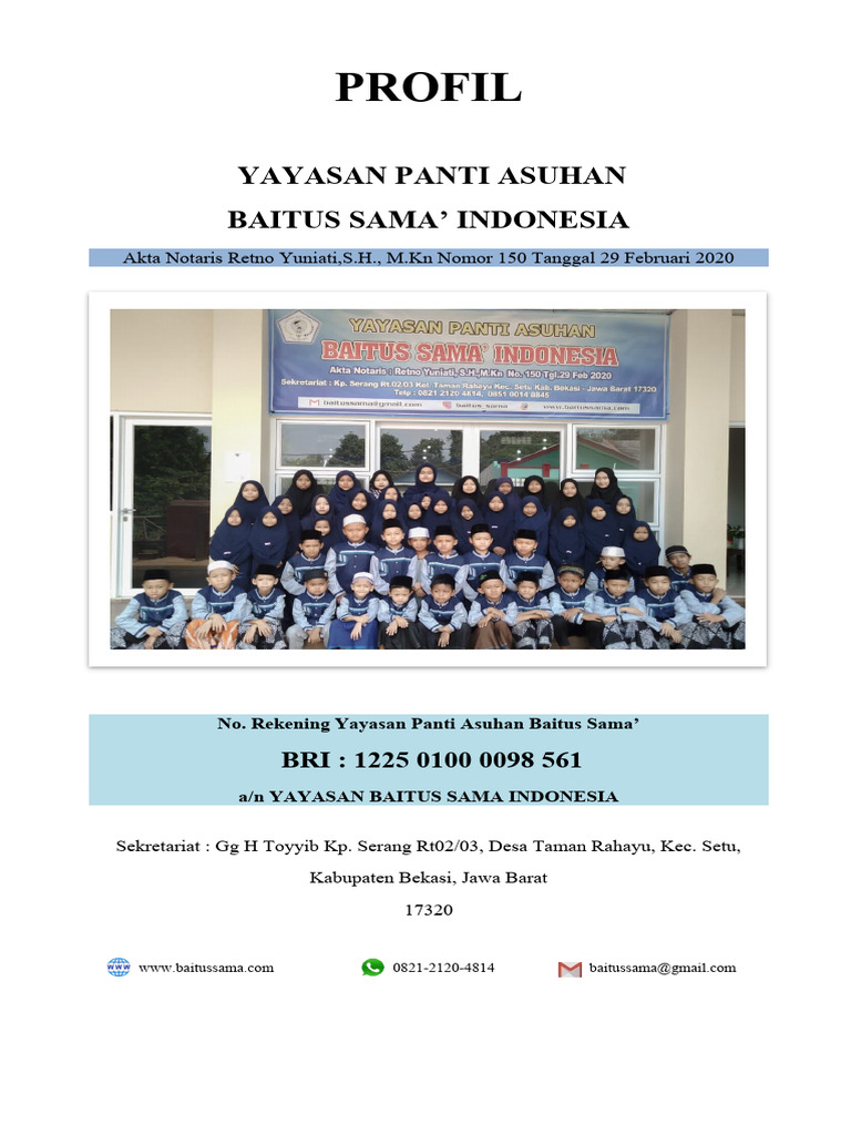 Profil Yayasan Panti Asuhan Baitus Sama’ | PDF | Ilmu Sosial