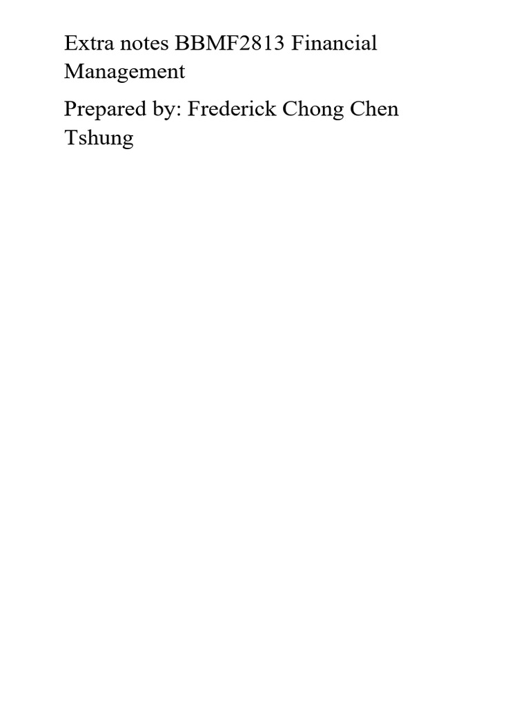 BBMF2813 Extra Notes Topic 2 Ratios | PDF | Equity (Finance) | Net Income