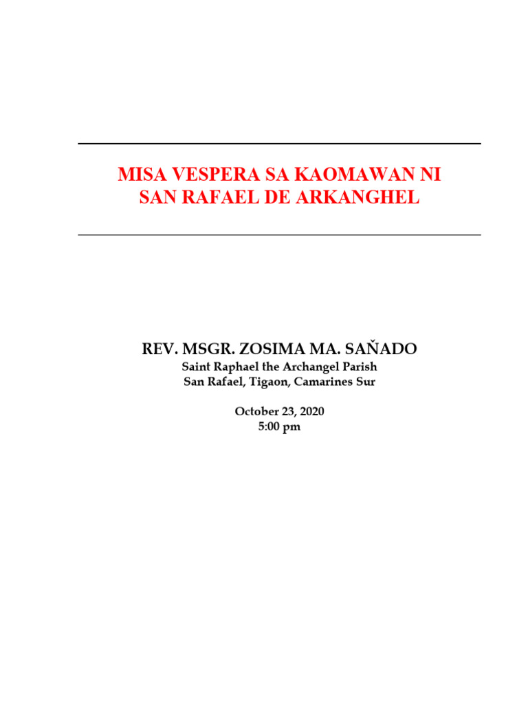Rito Sa MISA VESPERA | PDF