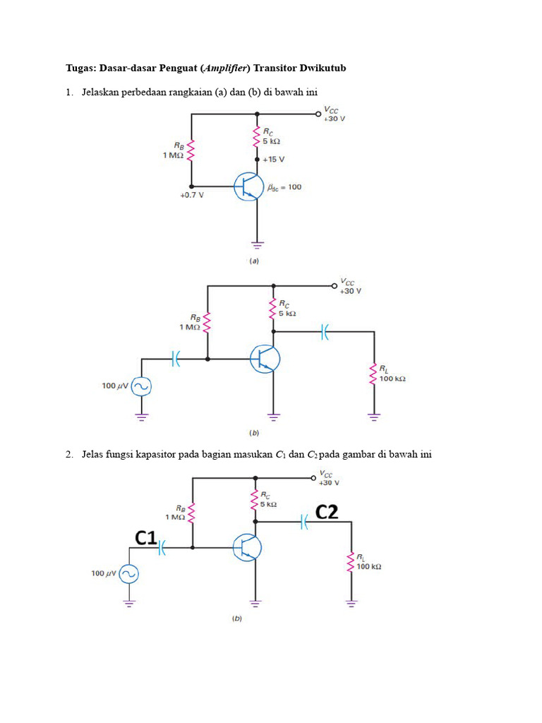 Tugas Dasar-Dasar Penguat (Amplifier) Transistor Dwikutub | PDF