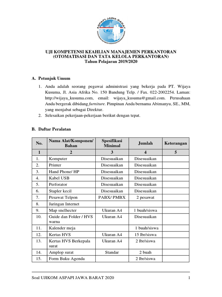 Soal UKK ASPAPI 2020 Fiks | PDF