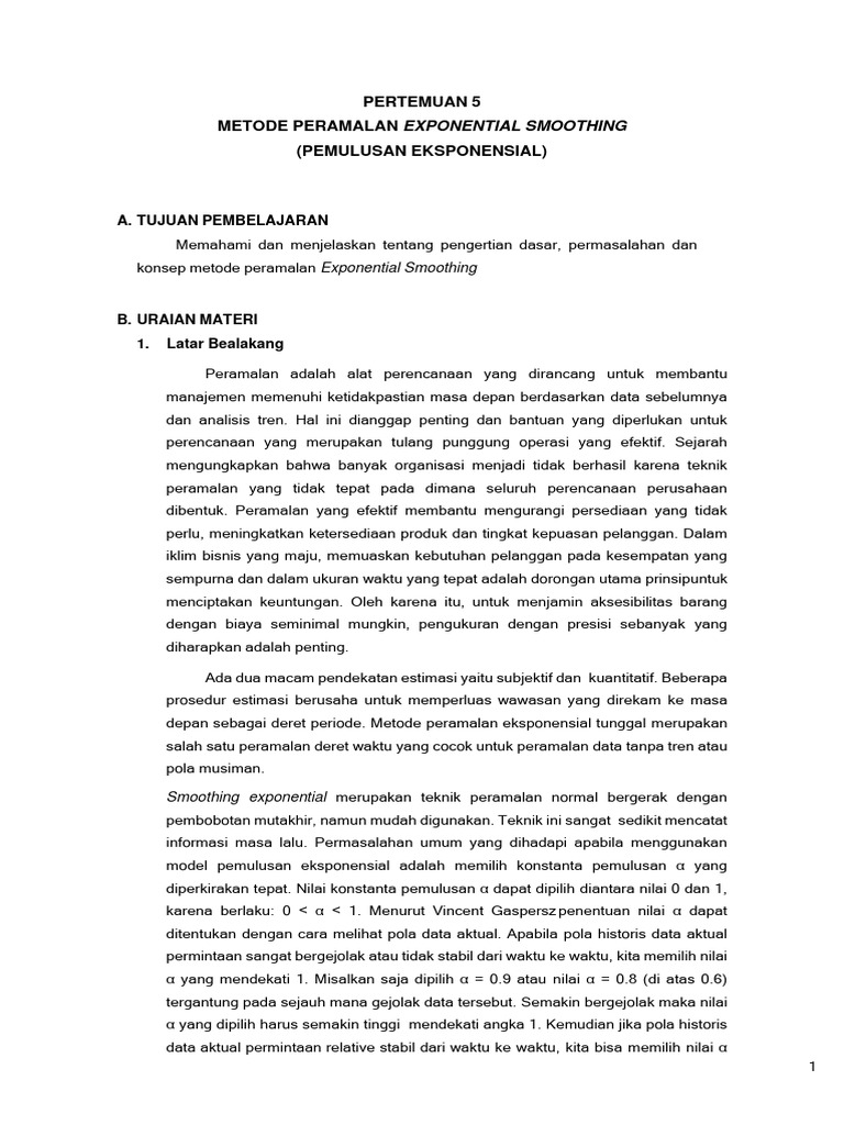 Materi 5 7 Exponential Smoothing | PDF