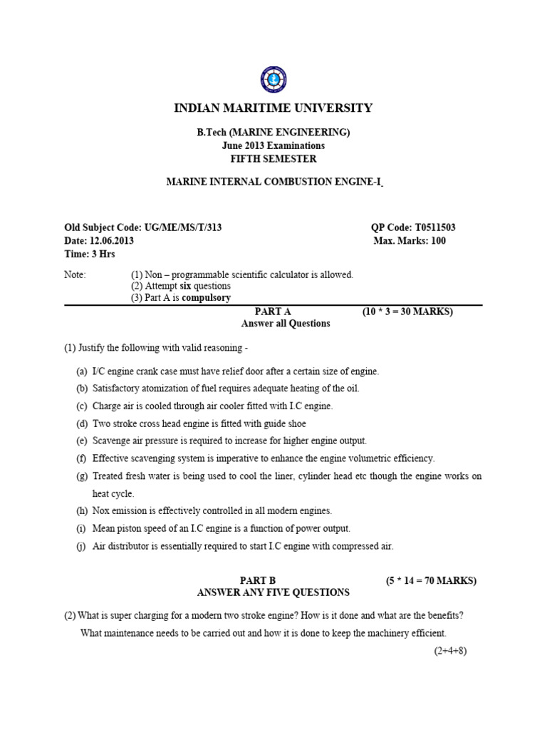 T1503 Marine IC Engine 12.6.13 | PDF | Diesel Engine | Engines