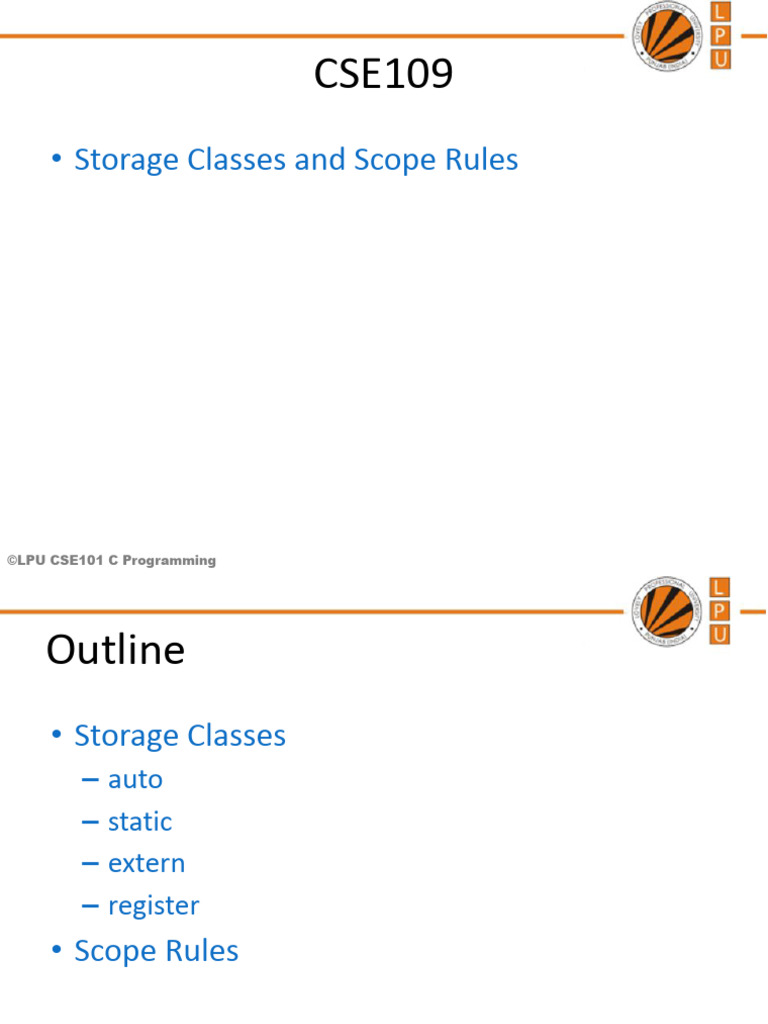 Lecture 13 Storage Classes And Scope Rules Pdf Scope Computer Science Variable Computer 3294