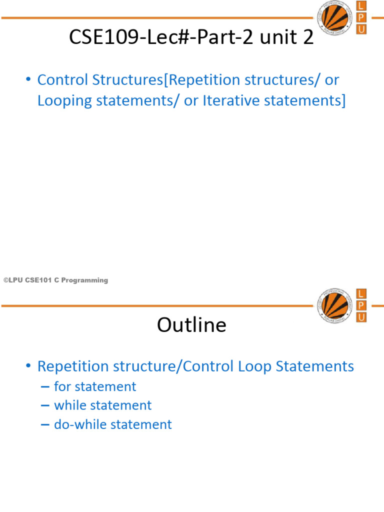 Lecture Part2Looping Statements - or - Iterative Statements | PDF ...
