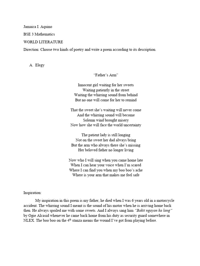 Wl-Poem-Aquino Jamaica I. | PDF | Poetry