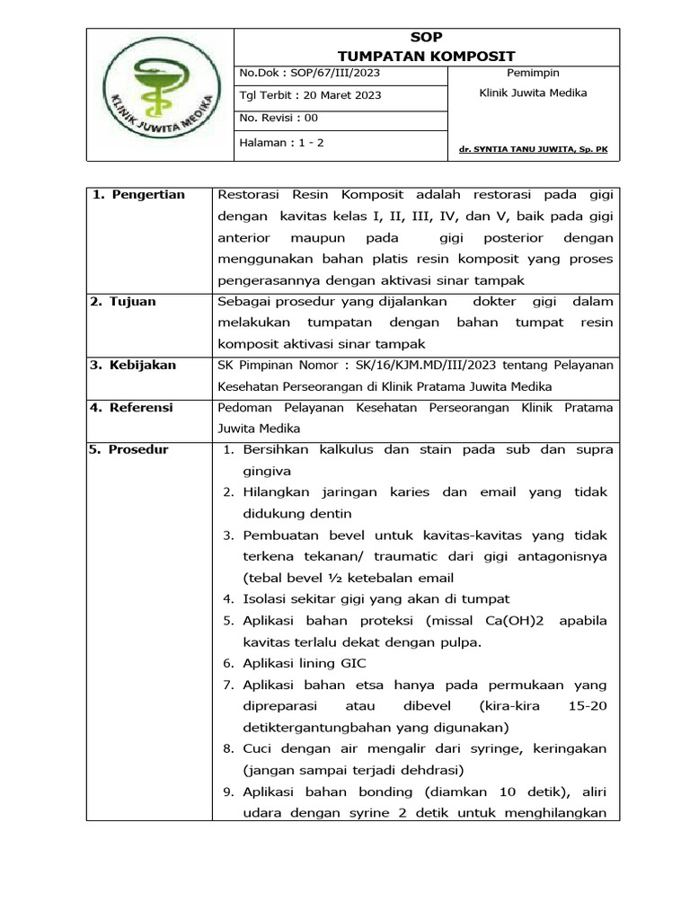 SOP Tumpatan Komposit | PDF | Griya & Taman | Sains & Matematika
