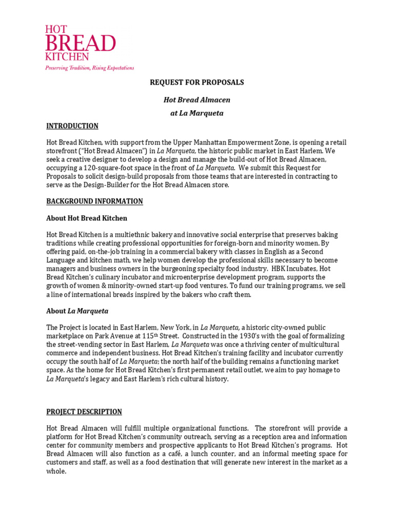 Bakery Request For Proposal | Download Free PDF | United States Postal ...