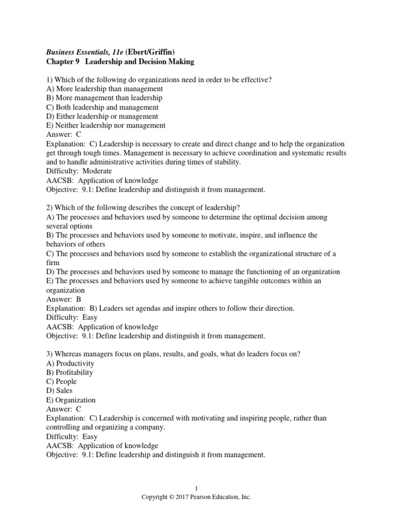 Business Essentials 11th Edition Ebert Test Bank Pdf Leadership