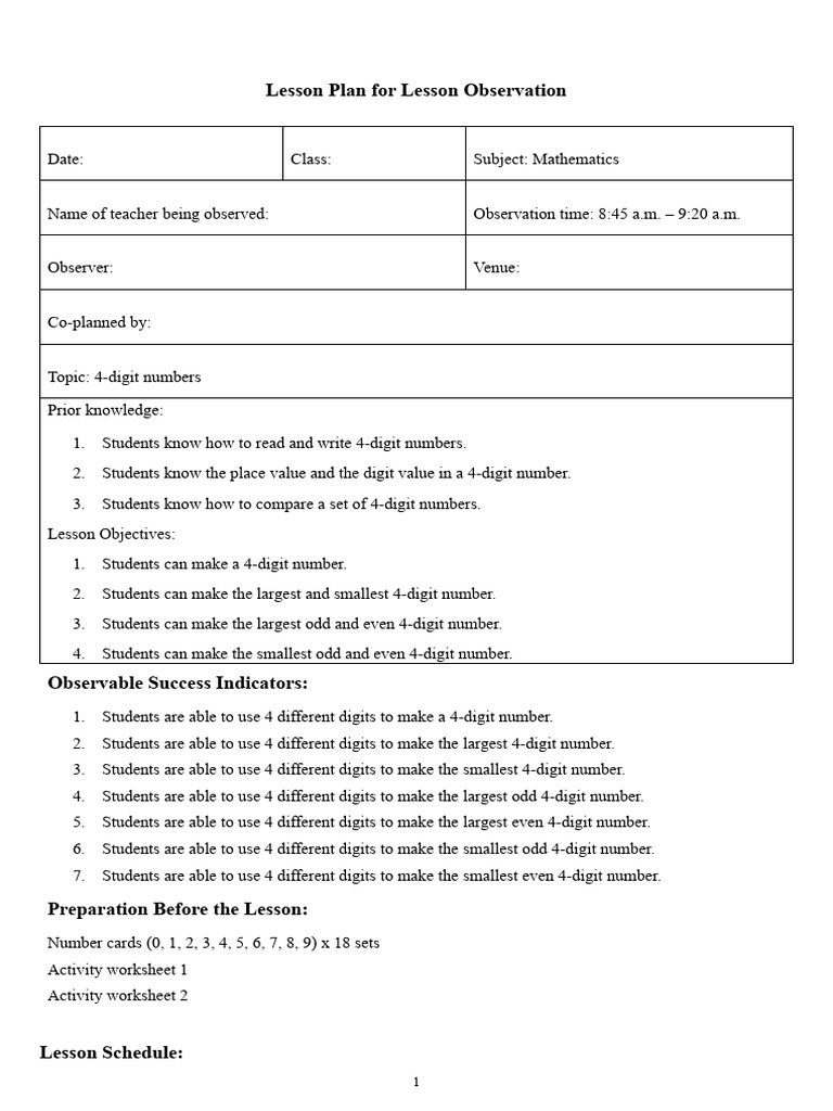 P2-Lesson Plan | PDF | Numbers | Procedural Knowledge
