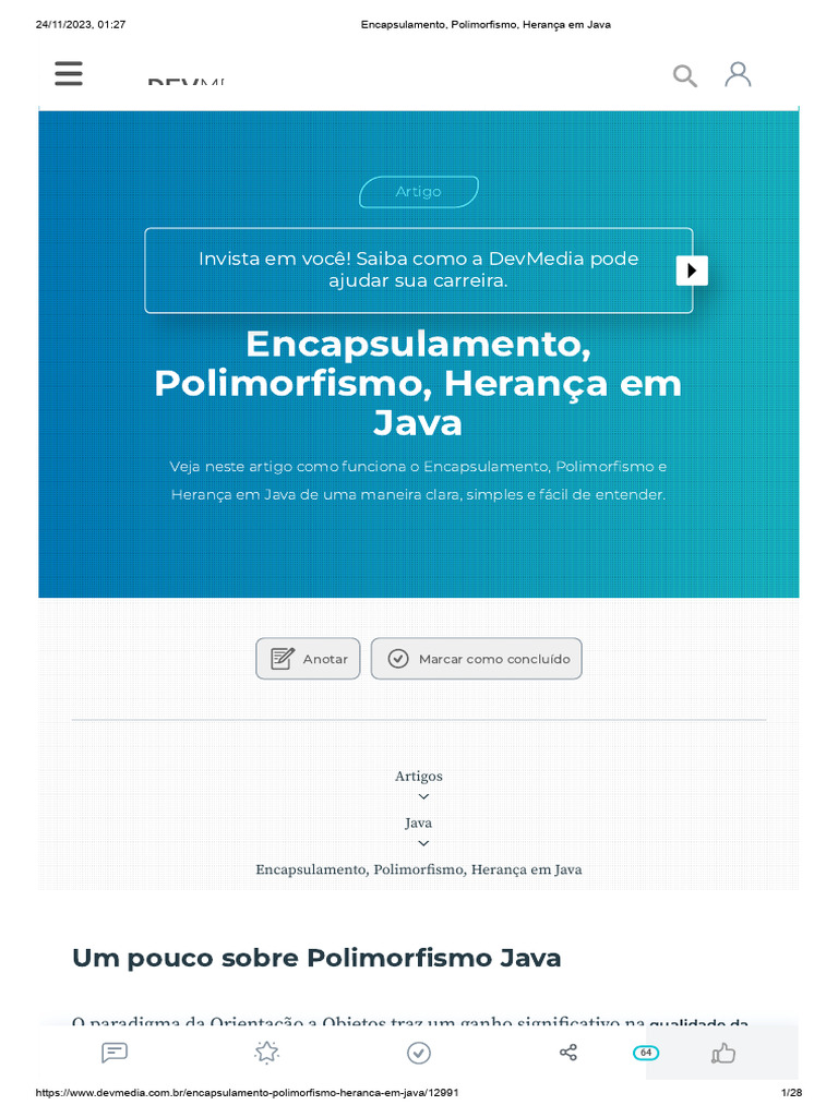 Encapsulamento Polimorfismo Herança Em Java Pdf Classe