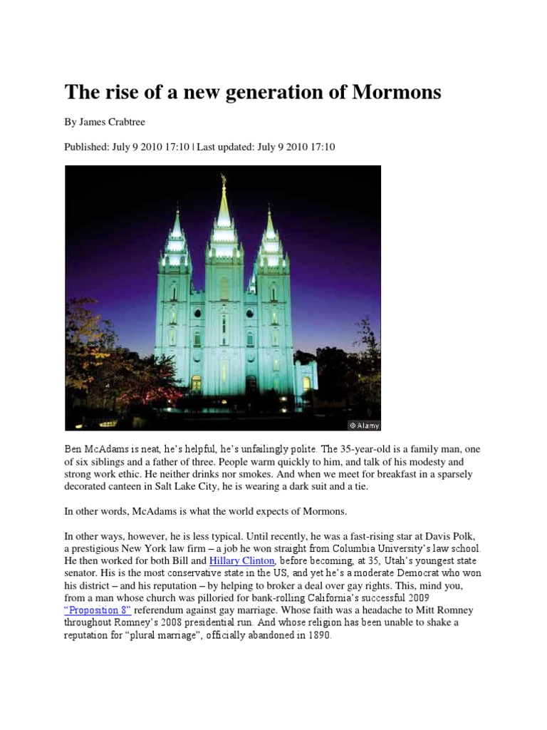 The Rise of A New Generation of Mormons | PDF | The Church Of Jesus ...