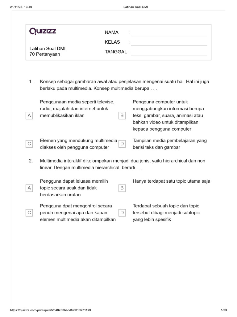 Latihan Soal DMI | PDF
