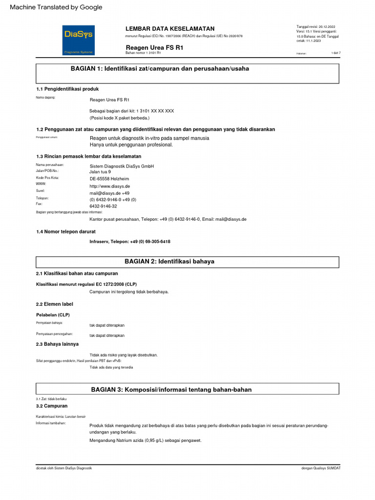 Urea FS Reagent R1 en de 15 1 | PDF