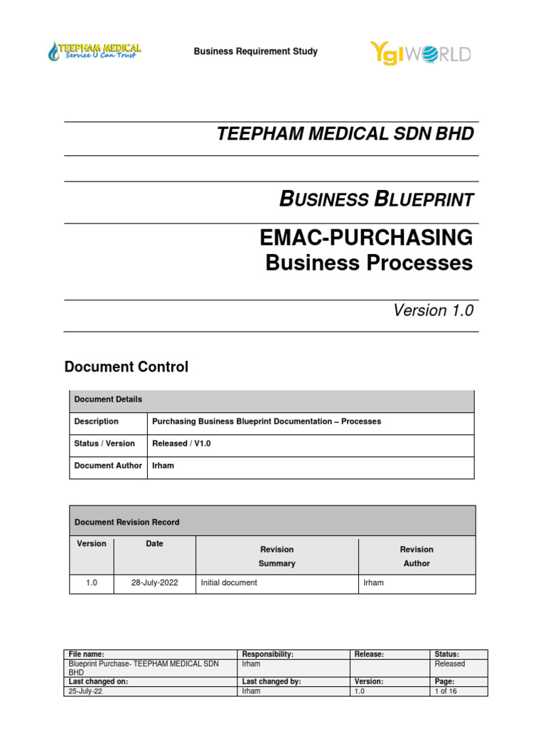 Blueprint Purchase - Teepham Medical Sdn. BHD | PDF | Computing | Business