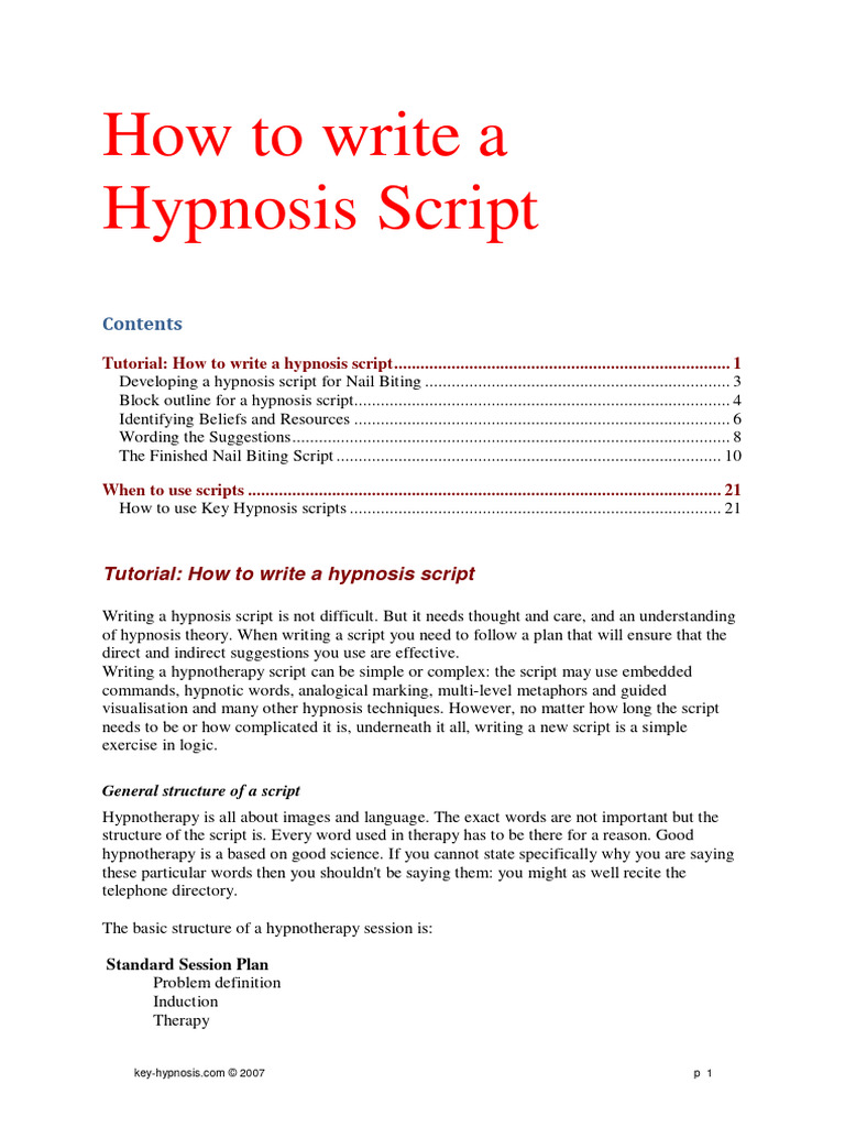 How To Write A Hypnosis Script | PDF | Hypnosis | Psychotherapy