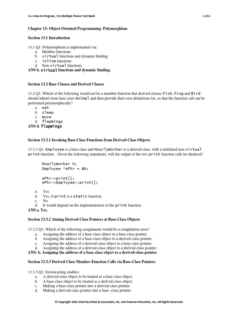 C How To Program Late Objects Version 7th Edition Deitel Test Bank ...