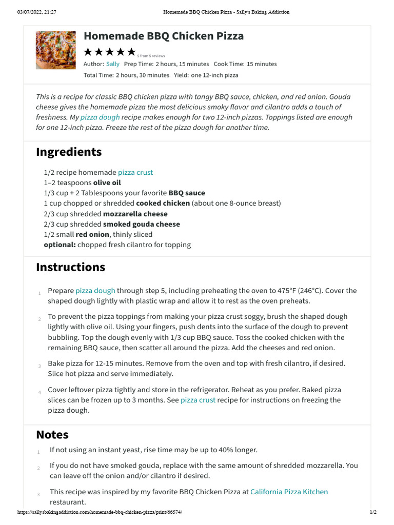 BBQ Pizza Recipe | PDF | Pizza | Barbecue