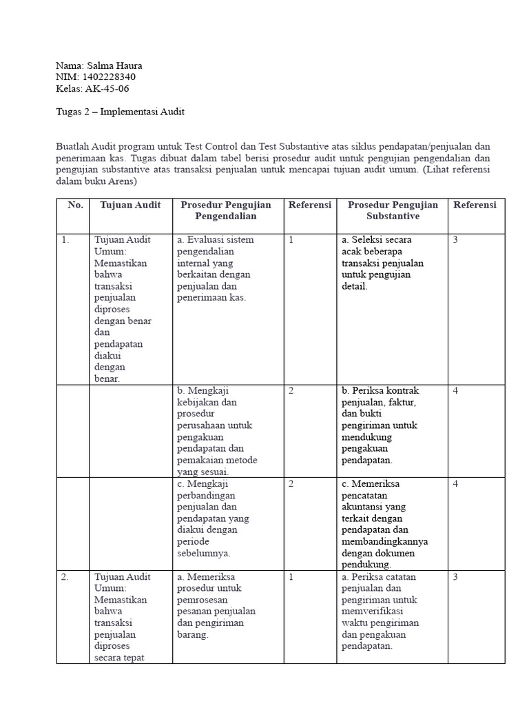 Tugas Minggu 2 Implementasi Audit | PDF