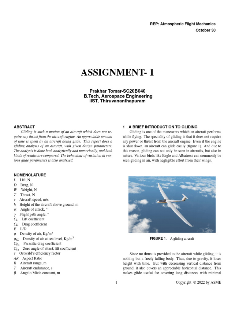 AFM Assignment 1 Submission | PDF | Flight | Aircraft
