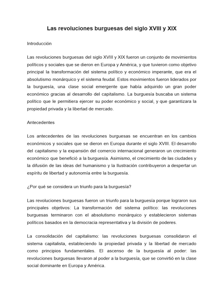 Las Revoluciones Burguesas | PDF | Burguesía | Capitalismo