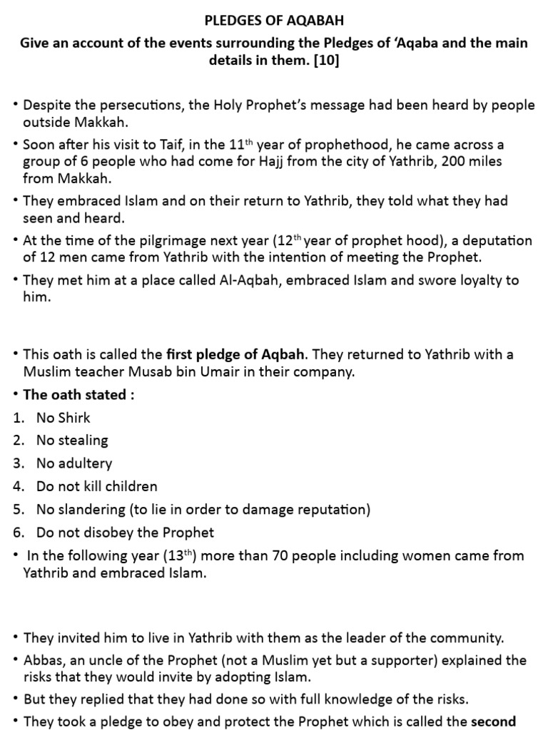 Pledges of Aqabah: Key Events and Oaths | PDF | Politics | Travel