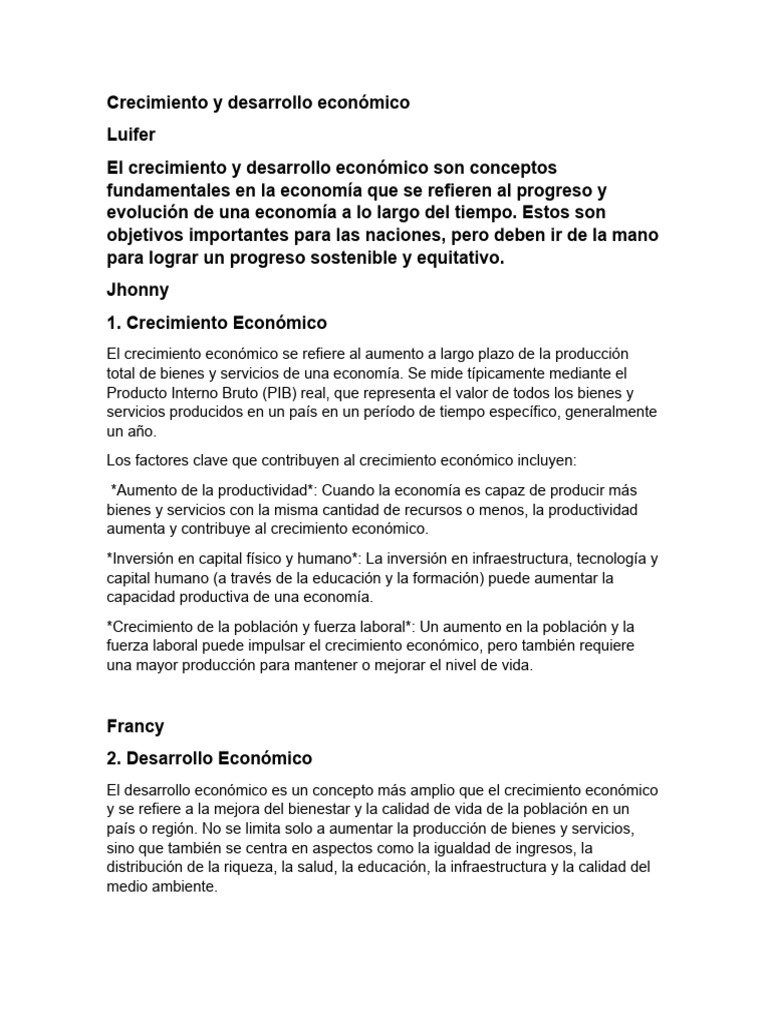 Crecimiento y Desarrollo Dividido | PDF | Crecimiento económico | Producto Interno Bruto