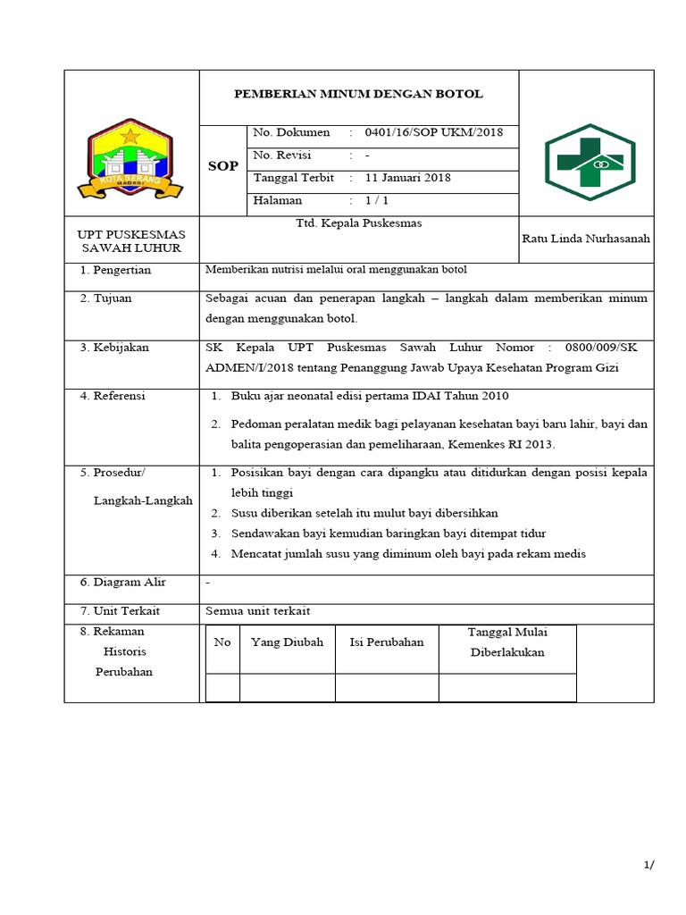 Prosedur Pemberian Minum Bayi dengan Botol | PDF