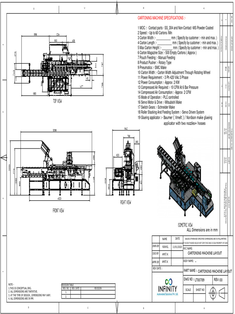 Cartoning Machine Specifications Guide | PDF | Machines | Equipment