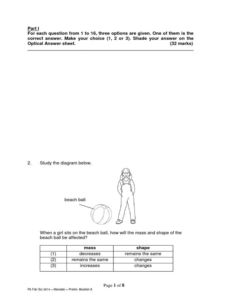 P6 Science Prelim Exam Questions | PDF | Water Vapor | Photosynthesis