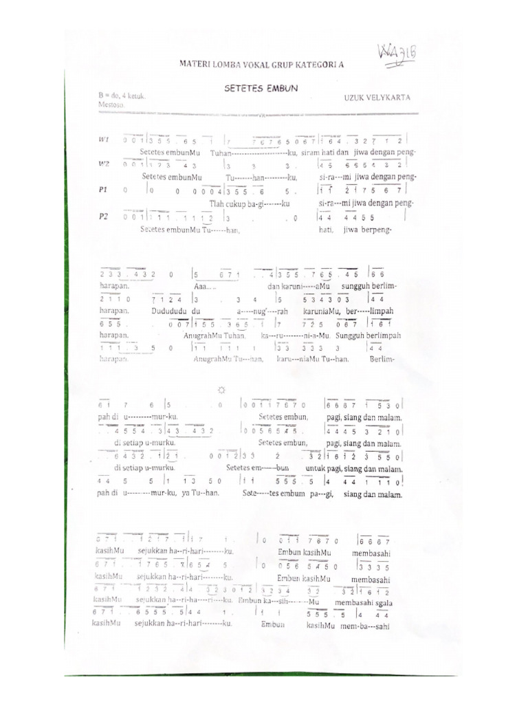 Partitur Lagu Pilihan VG Jem. Sa'dan | PDF