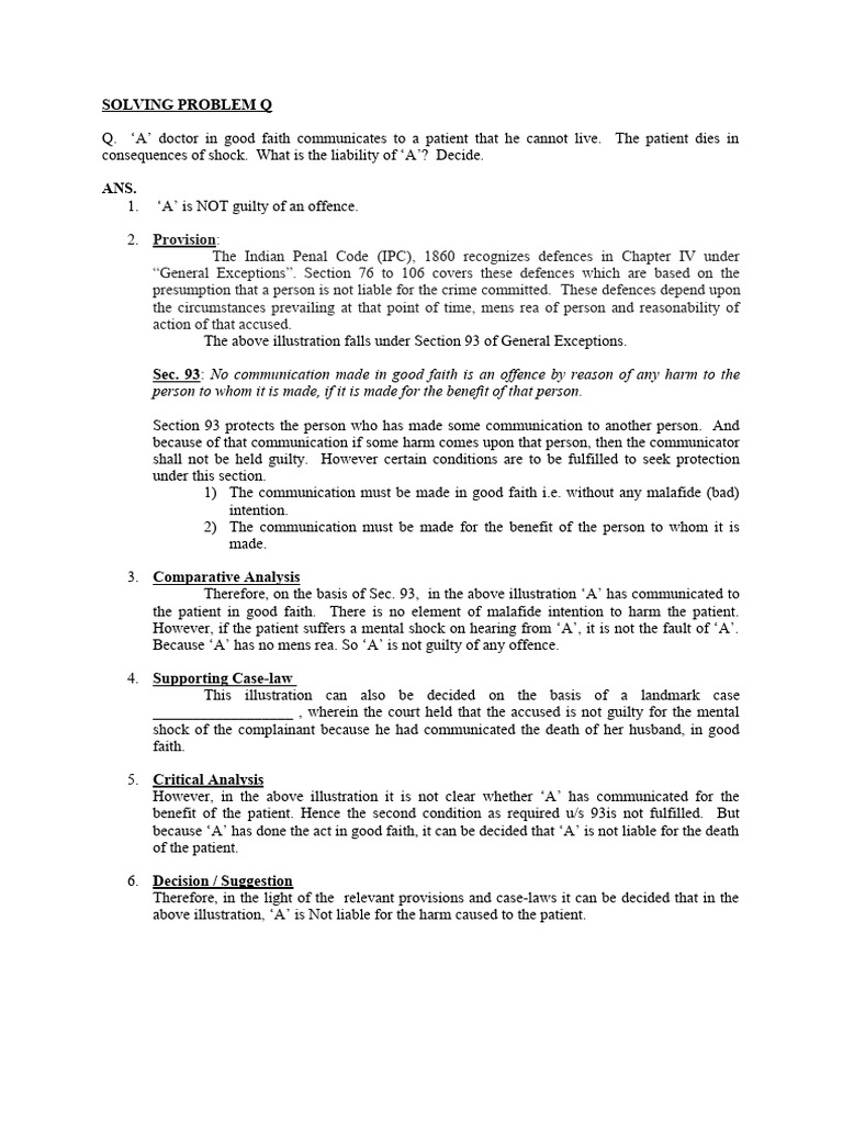 Ipc - Problem Q | PDF | Mens Rea | Ethical Principles