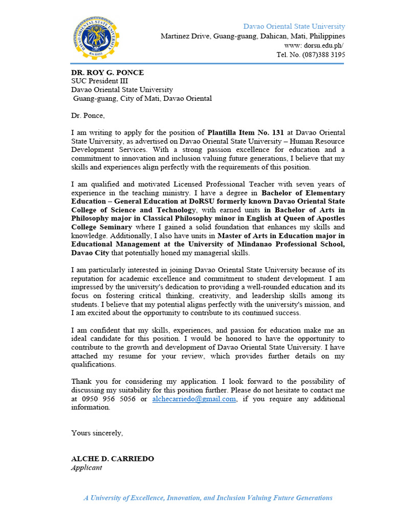 Application Letter | Download Free PDF | University | Bachelor's Degree