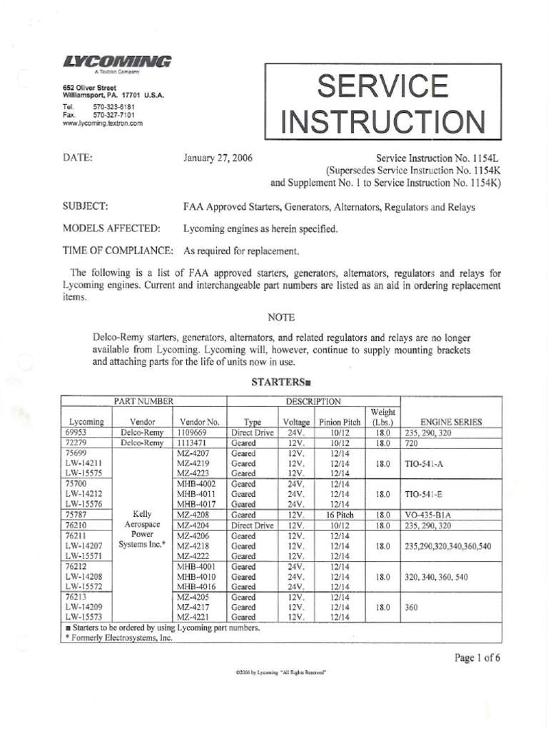 Lycoming Engines | PDF