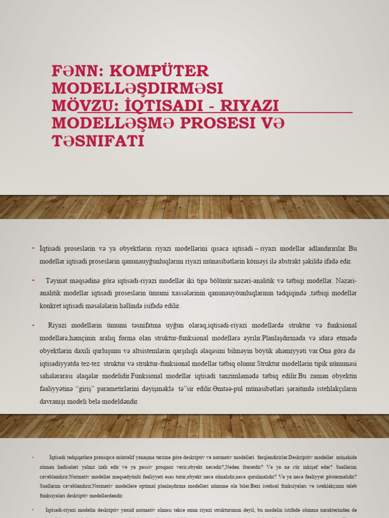 Iqtisadi-Riyazi Model (Autosaved) | PDF