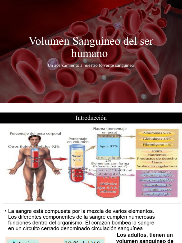 Volumen Sanguíneo del ser humano | PDF | Sangre | Sistema circulatorio