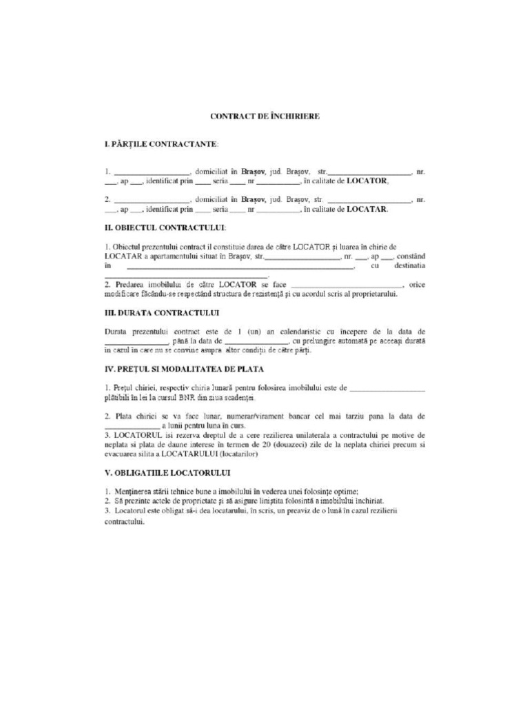 Contract Chirie-Model | PDF