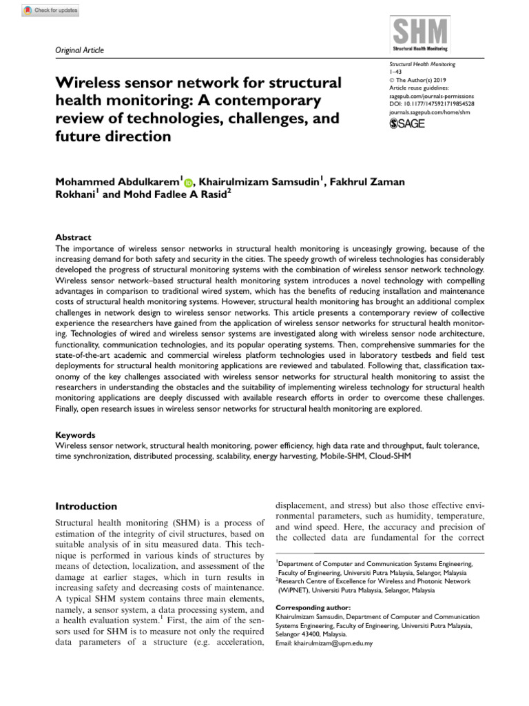 Wireless Sensor Network For Structural Health Monitoring: A Contemporary Review of Technologies ...