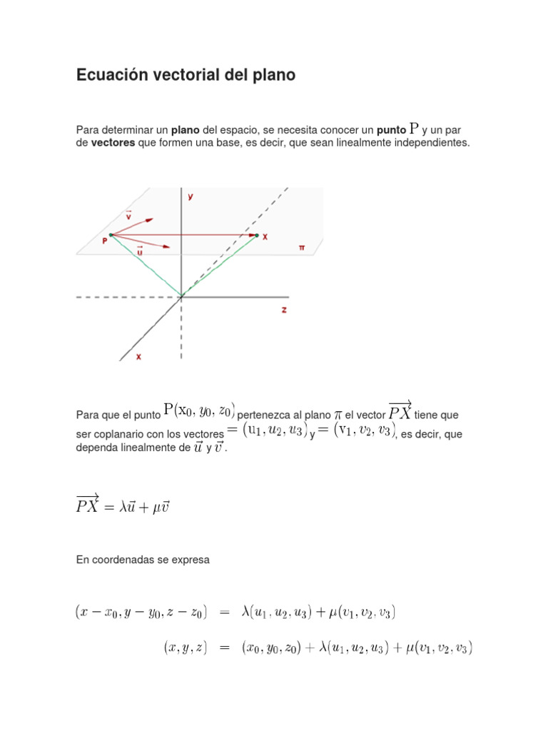 Ecuación Vectorial Del Plano | PDF | Ecuaciones | Espacio vectorial