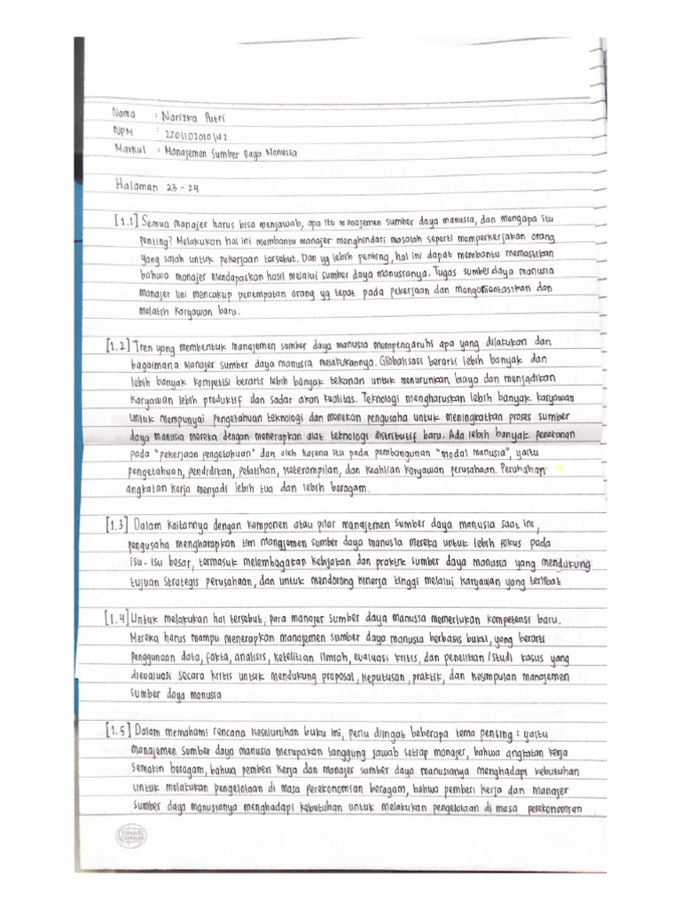 SDM tgs1 (Narizka Putri - 2201102010142) | PDF