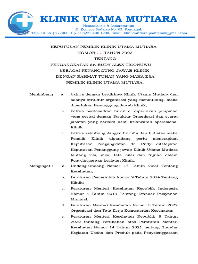 SK Pengangkatan PJ Revisi | PDF | Bisnis